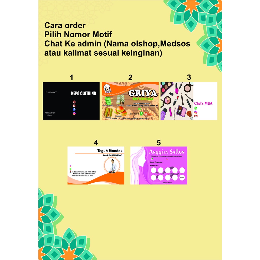 Jual (isi 50pcs) Kartu Nama Murah / kartu identitas toko / kartu tanda ...