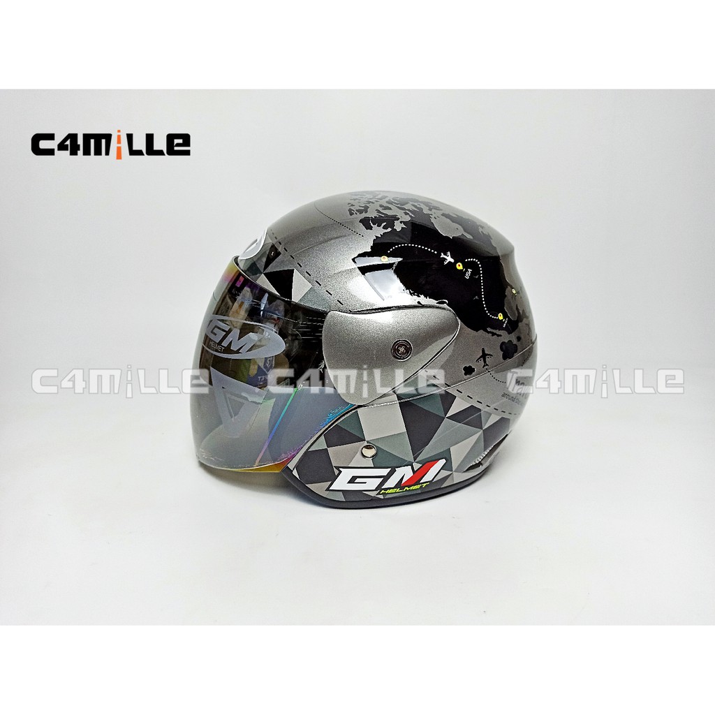 Jual HELM GM EVO MAPS #2 DARK GREY METALIC HALF FACE | Shopee Indonesia