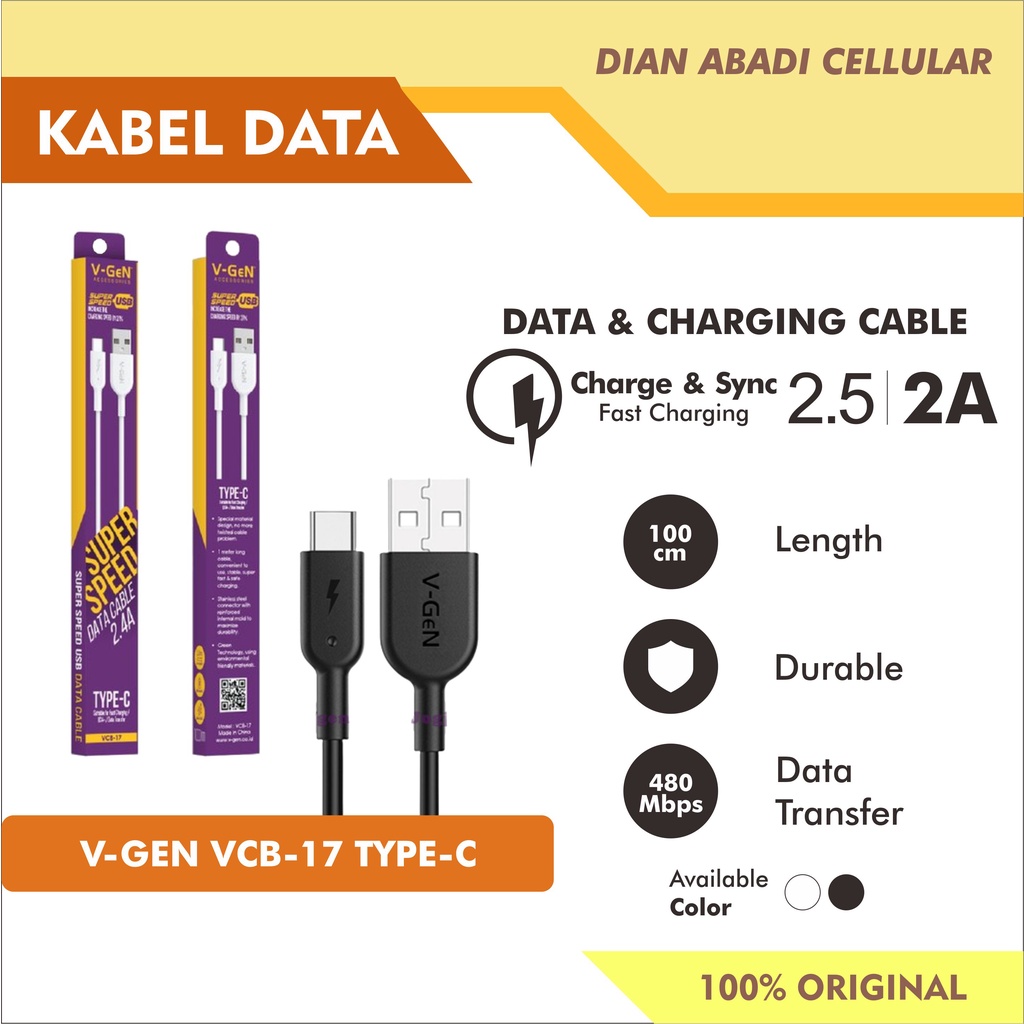 Jual Kabel Data Type C V-Gen VCB-17 | Shopee Indonesia