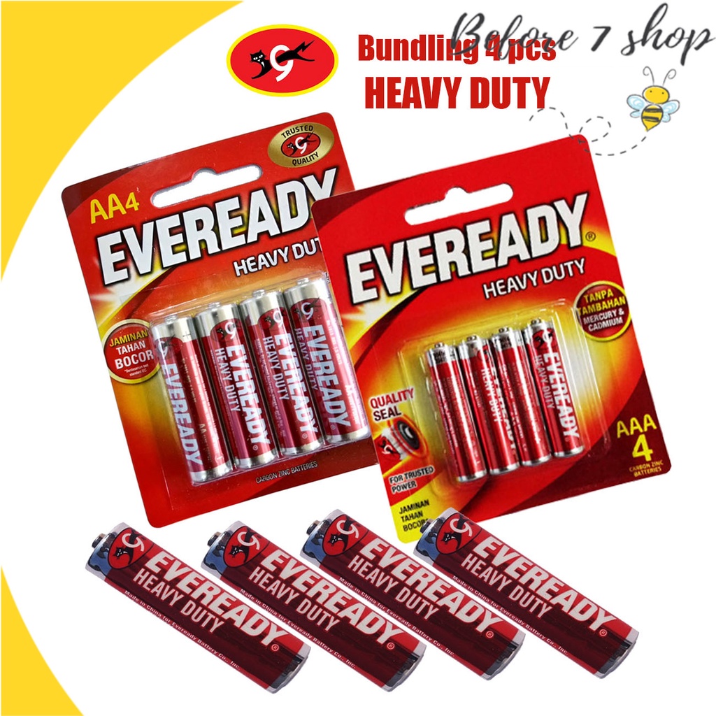 Jual Paket Hemat Baterai EVEREADY Heavy Duty Red 4pcs 1,5 volt Batere ...