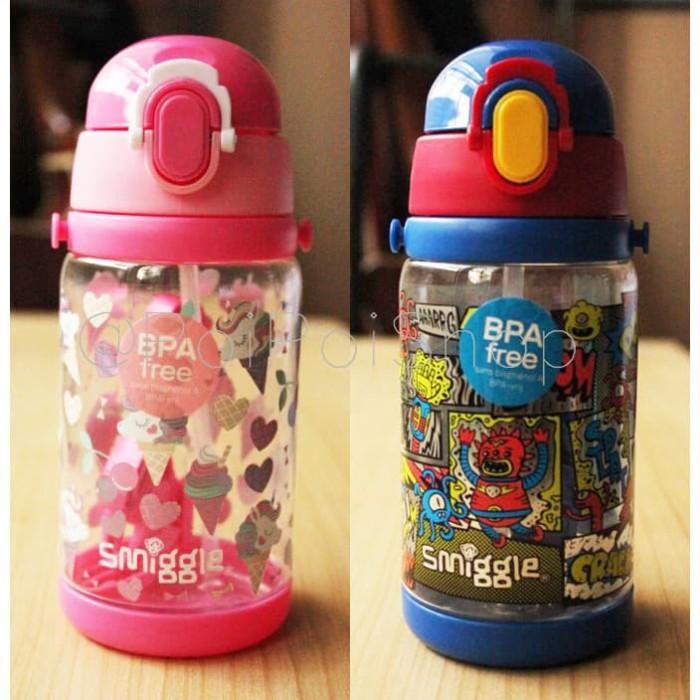 Jual Botol Minum Anak Smiggle 500ml Sedotan Water Drink Bottle dengan Tali | Shopee Indonesia