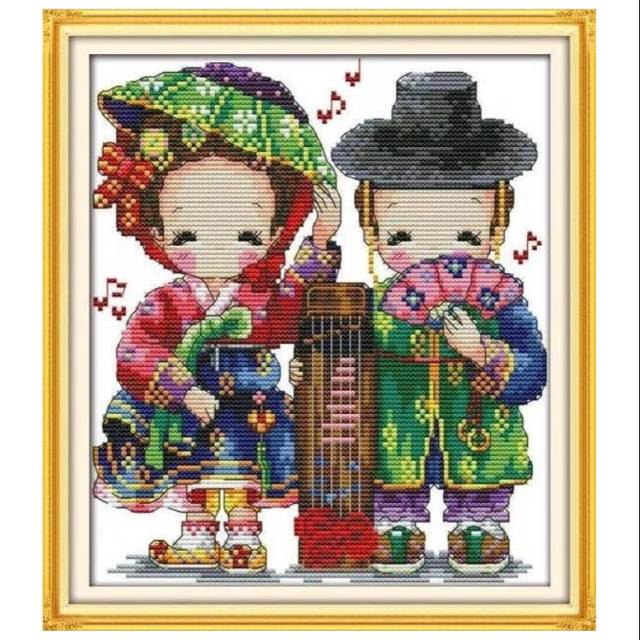 Jual DIY Paket kristik pernikahan korea pasangan wedding pola kain ...