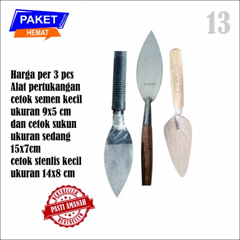 Jual 13) satu paket hemat 3 pcs alat tukang cetok kecil gagang karer ...
