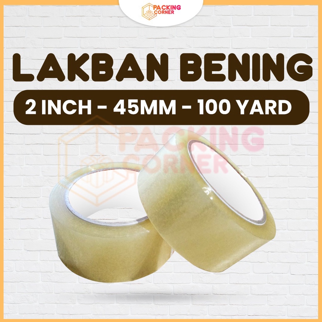 Jual Lakban Bening 2 Inch 100 Yard 45mm 48mm 2" 100Y Tape Plakban Isolasi | Shopee Indonesia
