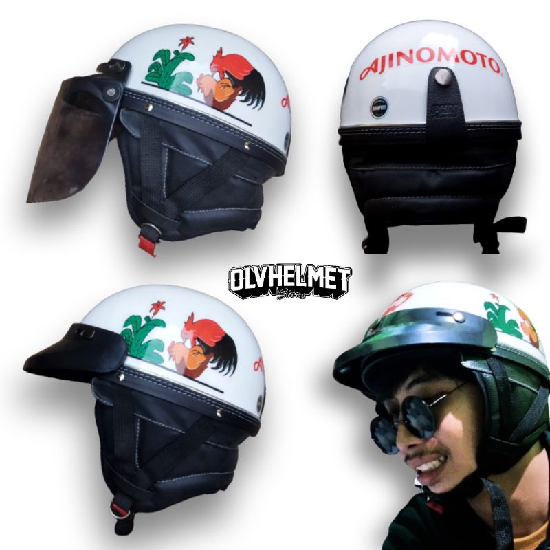 Jual HELM CHIPS DEWASA MOTIF AYAM KAWIN | HELM CHIPS RETRO FREE PACKING ...