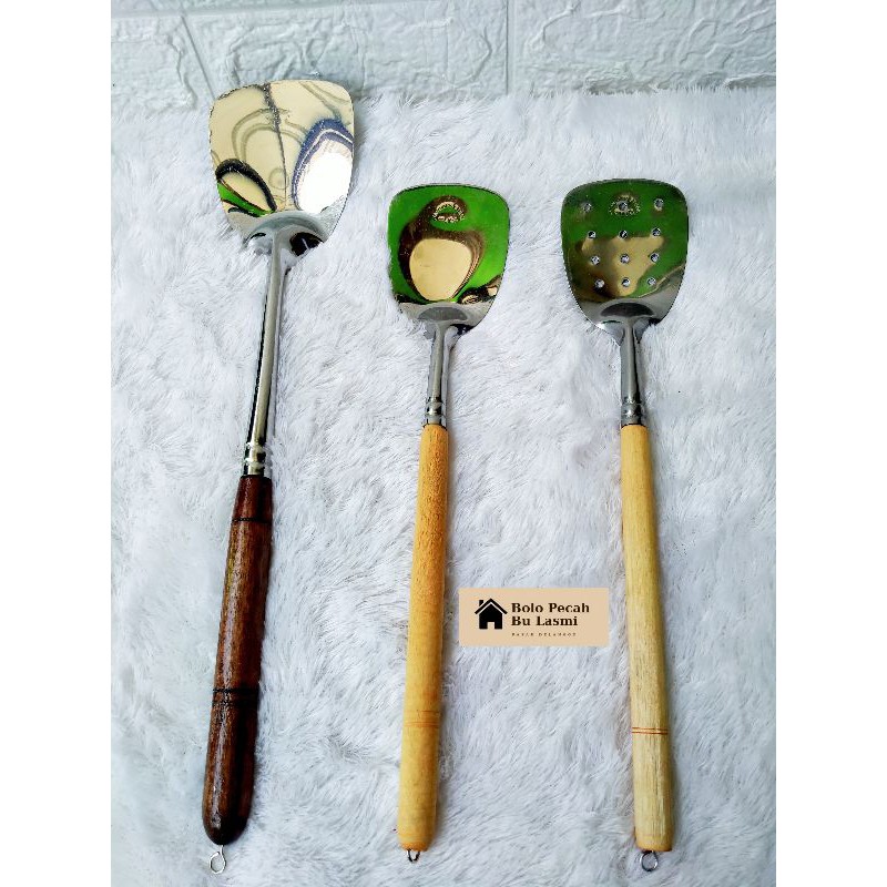 Jual Sotil Stainless Gagang Kayu / Spatula Gagang Kayu Anti Panas ...