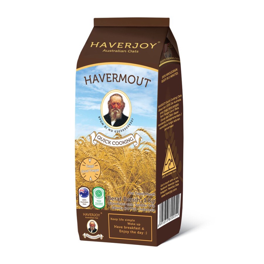 Jual HAVERJOY Havermout Quick Cooking Oats 1 Kg - Australian Oats 1Kg ...