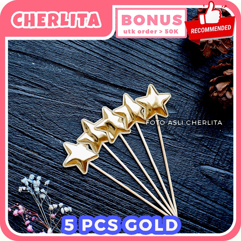 Jual Topper Bintang Emas Tusukan Kue Cake Topper Star 5 pcs | Shopee Indonesia