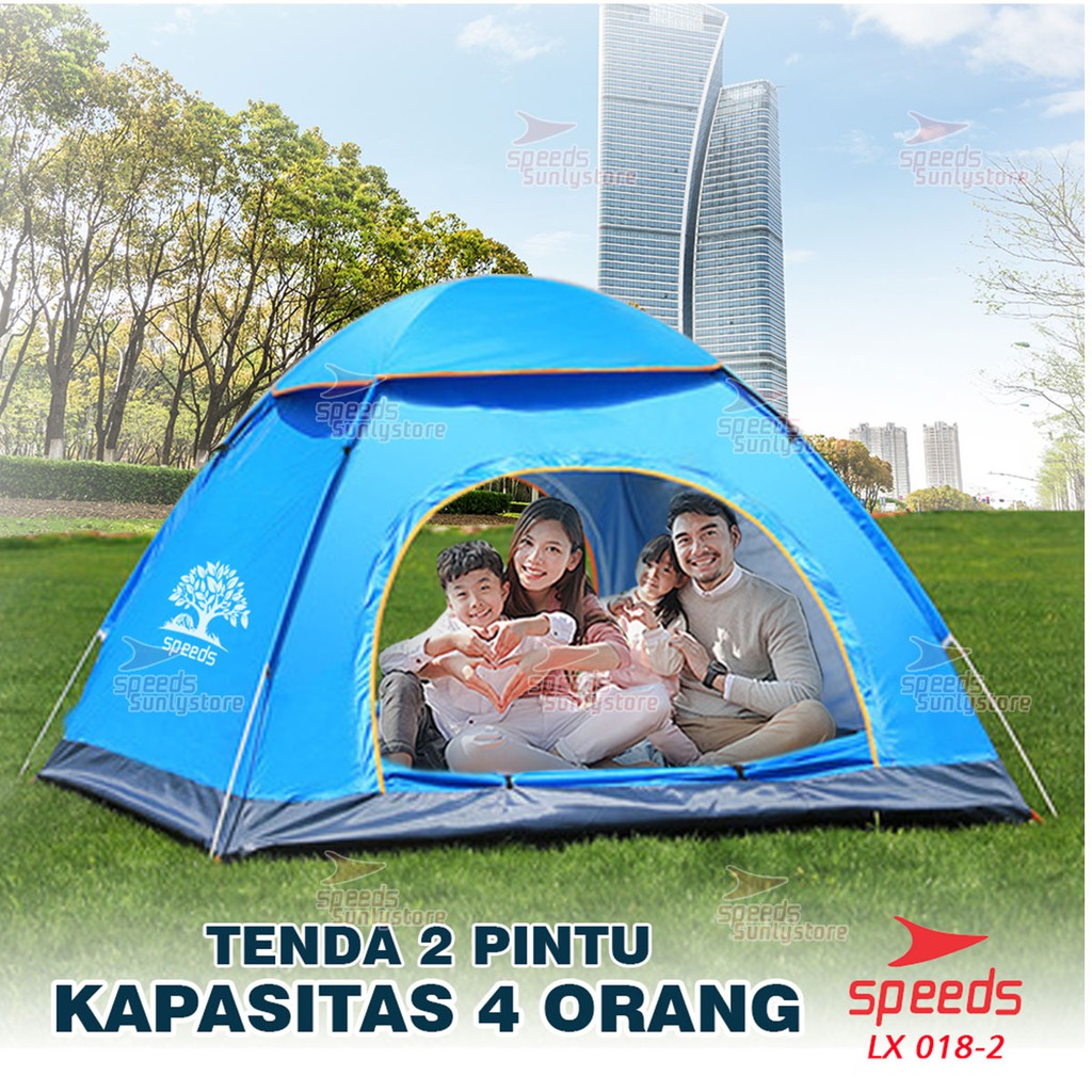 Jual SPEEDS Tenda Camping Biru Kapasitas 4 Orang Tenda Otomatis Outdoor ...