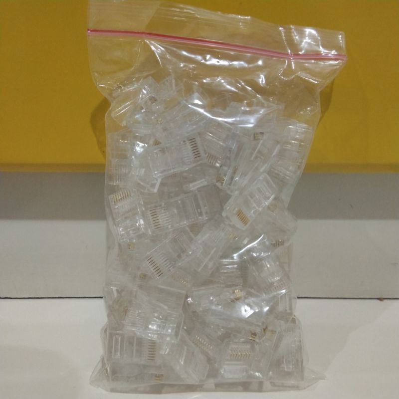 Jual AMP Konektor RJ45 Connector / konektor rj45 biasa 1 pack 100 pcs ...