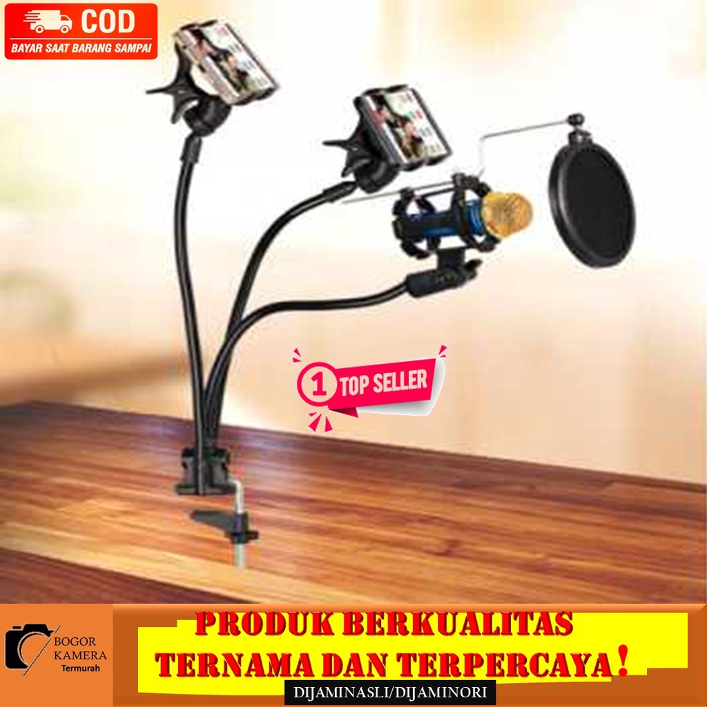 Jual Fleksibel Stand Mikrofon 2 x Lazypod Smartphone Holder Murah ...