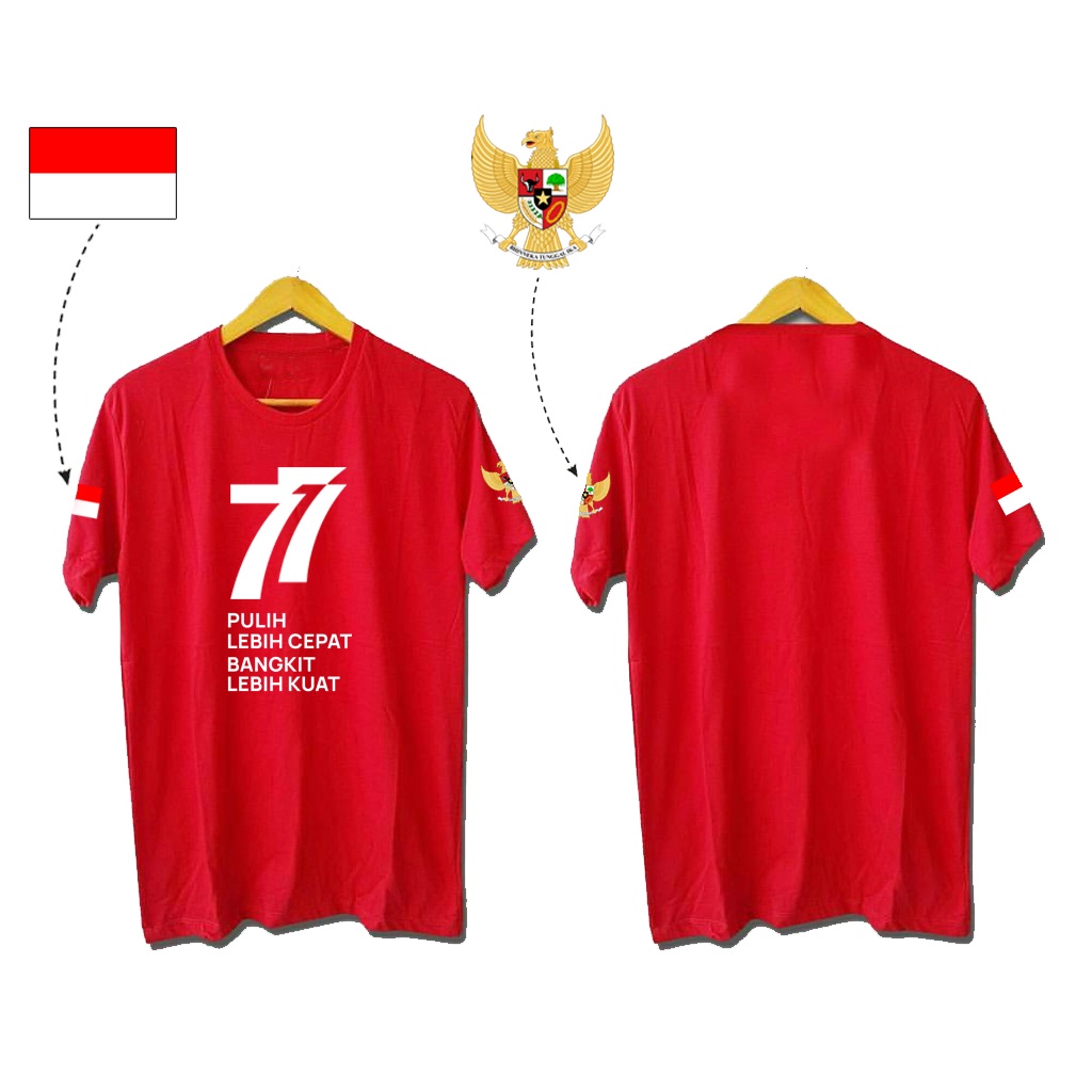 Jual KAOS KEMERDEKAAN INDONESIA MERDEKA 77 TAHUN | Shopee Indonesia