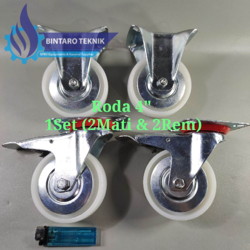 Jual Roda 4" 4 Inch Nylon Nilon Roda Caster Kastor Trolly Troli 1 Set ...