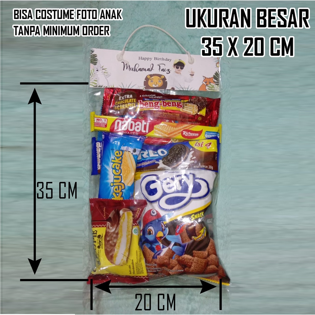 Jual tas sovenir snack ulang tahun (UK 20X35CM) costume plastik label ...