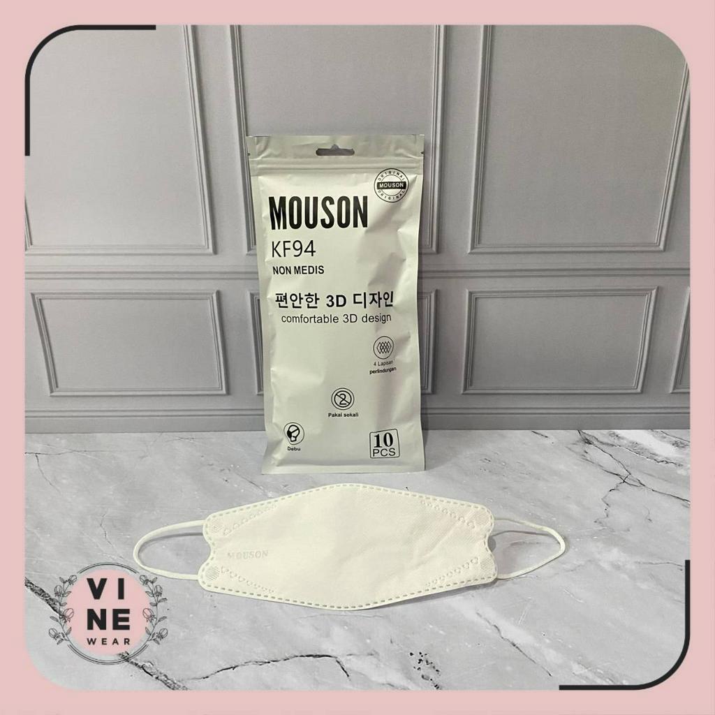 Jual Masker KF94 Mouson 4PLY PREMIUM WARNA PUTIH DISPOSABLE MASK ...