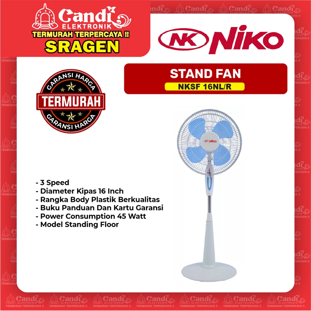 Jual NIKO Stand Fan Nksf 16NL/R | Shopee Indonesia