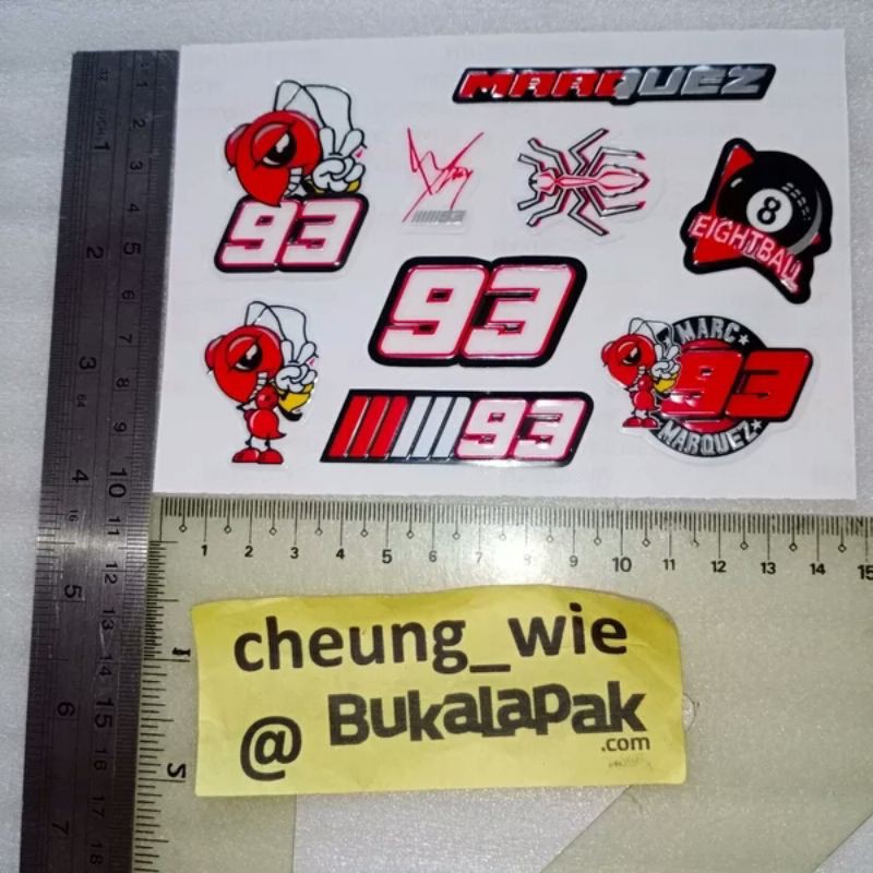 Jual stiker/ Sticker pack Sign Marc Marquez Ant Logo Eight Ball 93 ...