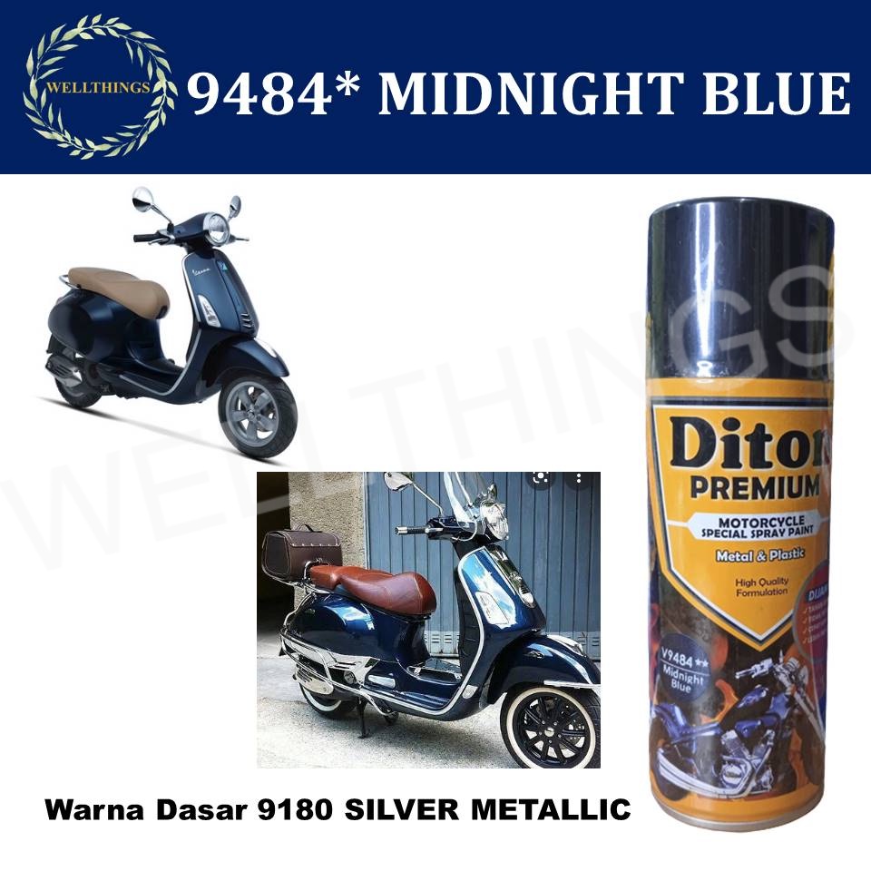 Jual Cat Pilox Diton Premium Vespa Midnight Blue 9484 400ml Warna Biru ...