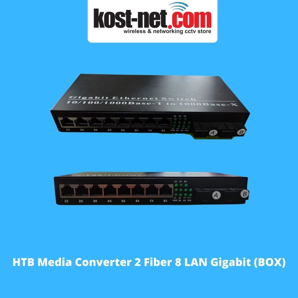 Jual HTB Media Converter 2 Fiber 8 LAN Gigabit (BOX) | Shopee Indonesia