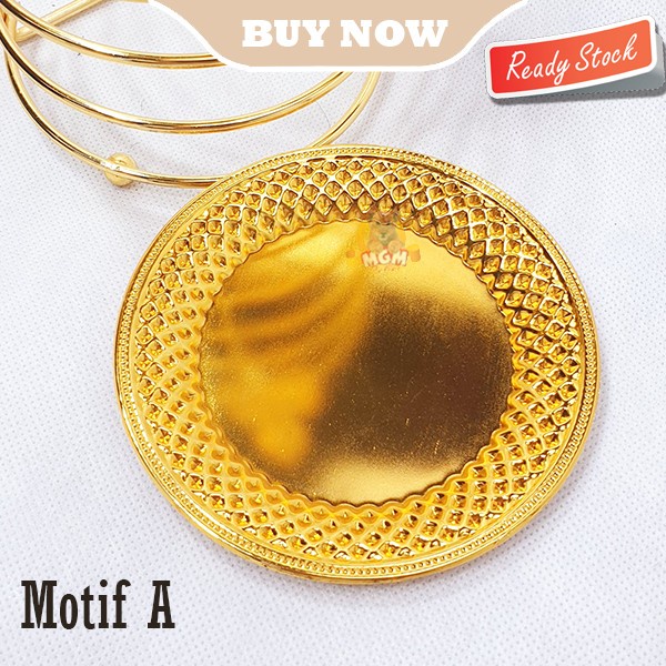 Jual Stand with Piring Buah kurma Stainless Emas kue permen Gold 6pc ...