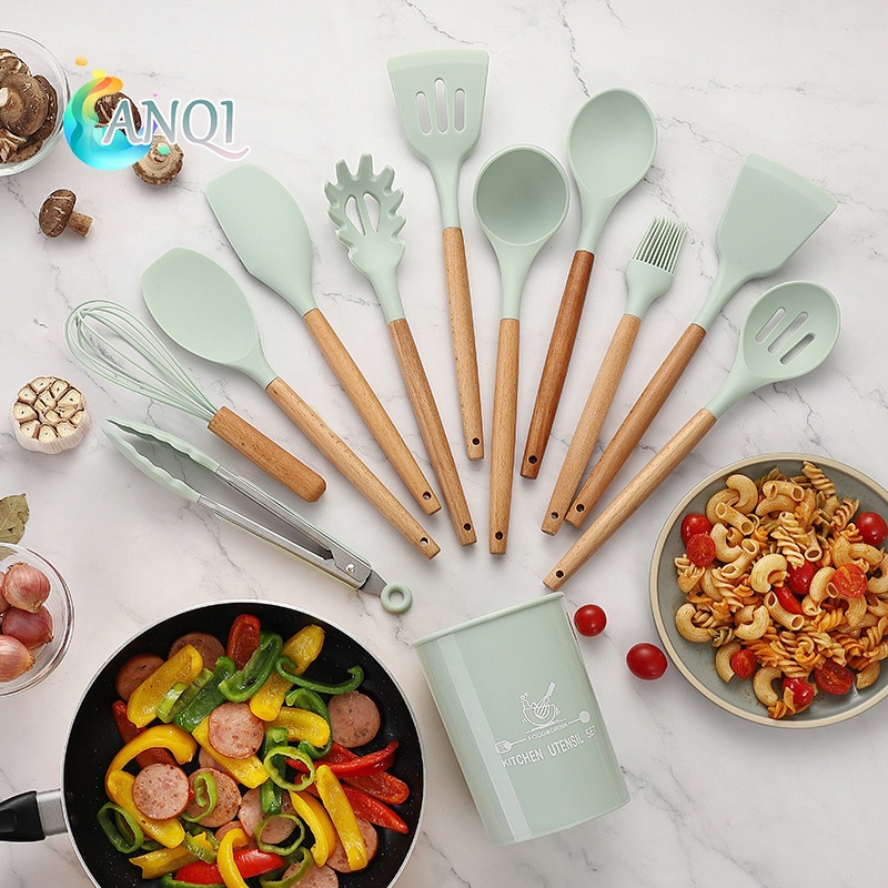 Jual ANQI SHOP Silicone Utensil Set 12pcs Peralatan spatula silikon ...