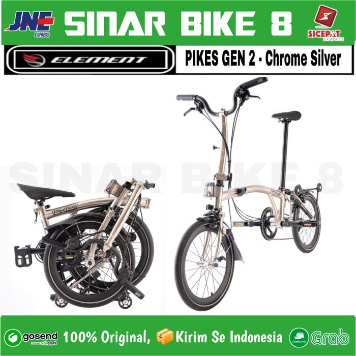 Jual Sepeda Lipat Trifold ELEMENT PIKES GEN 2 Chrome Silver Folding Bike | Shopee Indonesia