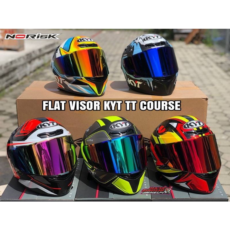 Jual VISOR KYT TT COURSE FLAT KACA FLAT VISOR KYT TT COURSE VISOR TT COURSE IRIDIUM BLUE RED ...