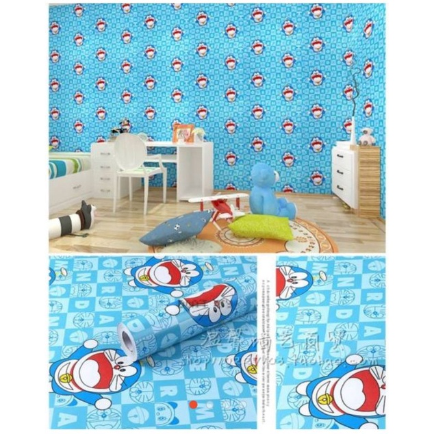 Jual Wallpaper sticker dinding murah ± 8m x 45cm tidak sampai 10m doraemon petak gh037 | Shopee ...