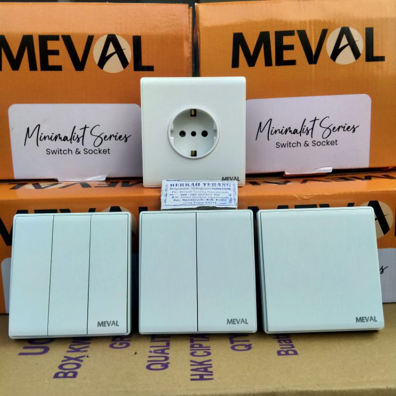 Jual Saklar meval minimalist WHITE & ROSE GOLD series IB Engkel/seri ...
