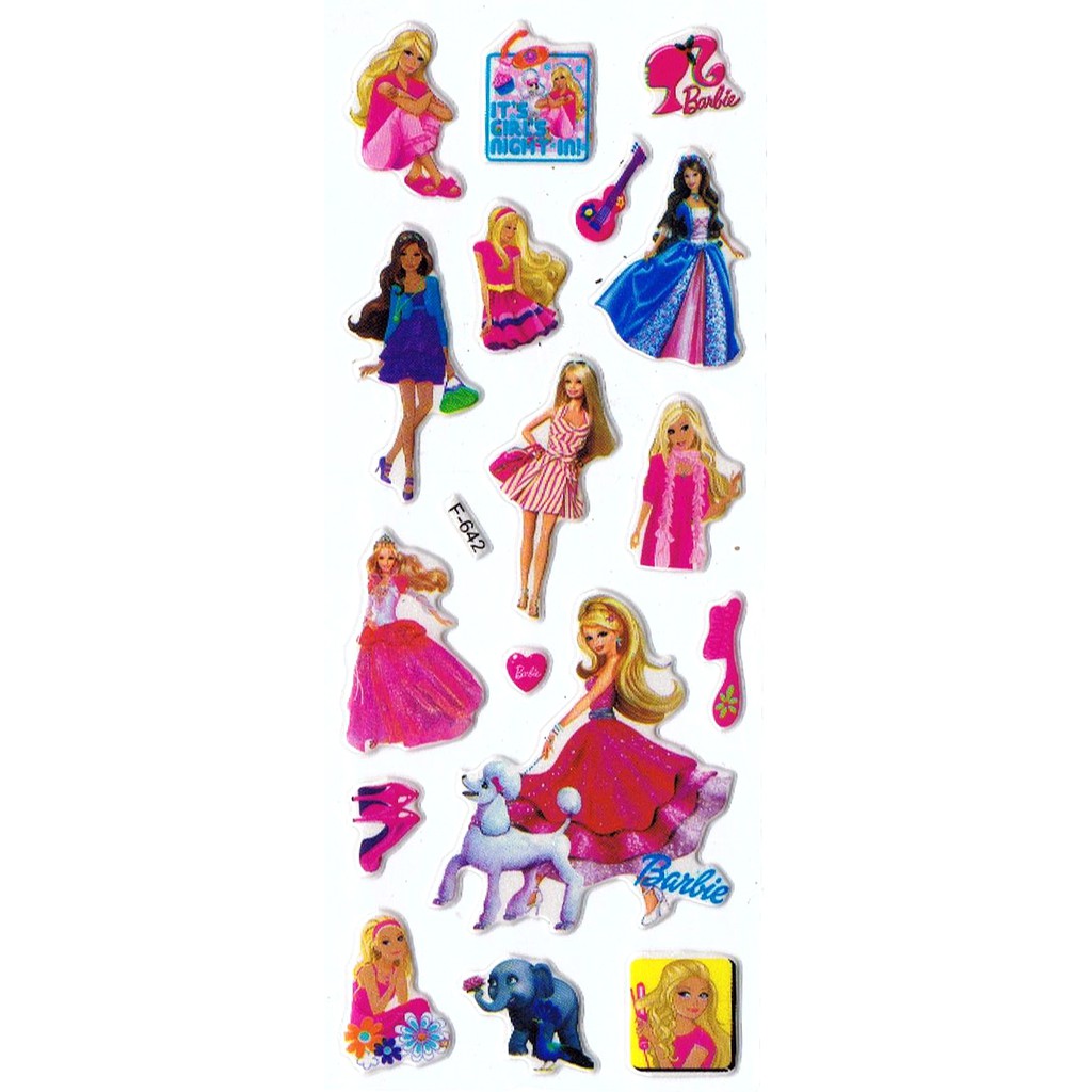 Jual SK474 Stiker Sticker Timbul Set Strip Aneka Gambar Kartun Barbie ...