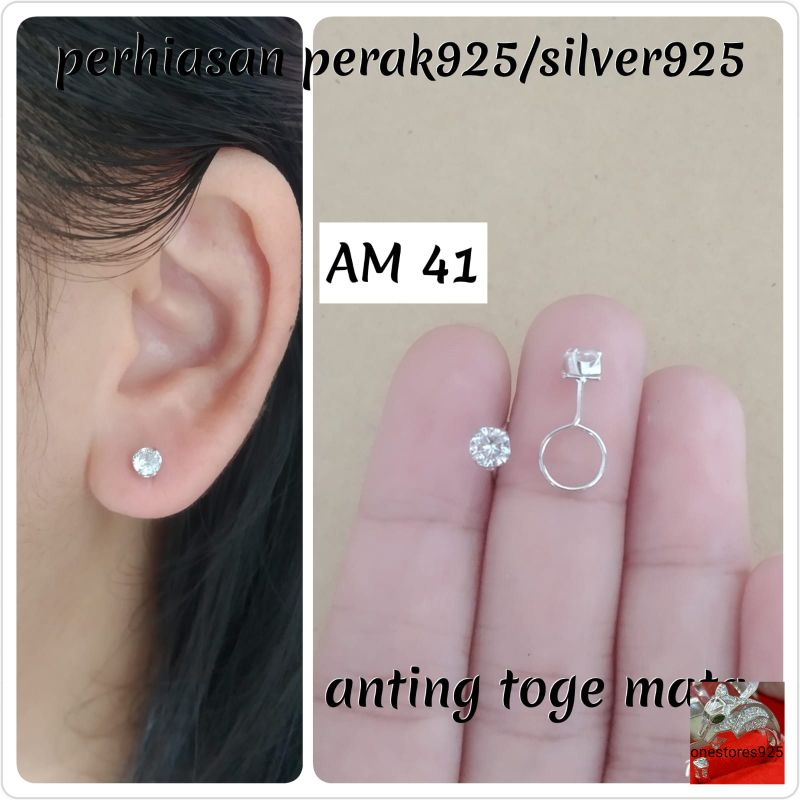 Jual Anting Perak Asli Silver 925 Toge lapis emas putih | Shopee Indonesia