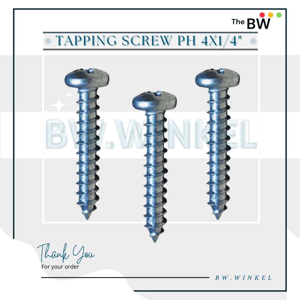 Jual (50/100 PCS) TAPPING SCREW PH 4X1/4" / SKRUP TAPPING PH (+) 4X1/4 ...