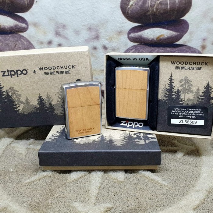 Jual Zippo Original WoodChuck Cherry 2 Side 49462 | Shopee Indonesia