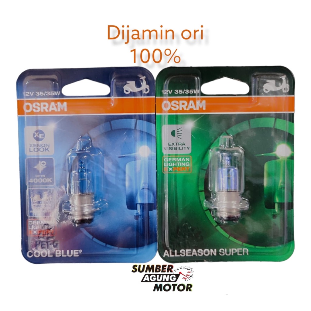 Jual BOHLAM LAMPU DEPAN OSRAM HALOGEN KAKI 1 H6 M5 COOL BLUE 12V 25 & 35W ALL SEASON SUPRAX 125 ...