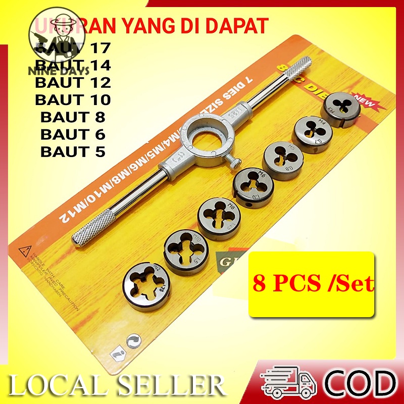 Jual Handtap Hand Tap Senai Drat Derat Set Isi 8 M3 M4 M5 M6 M8 M10 M12 ...