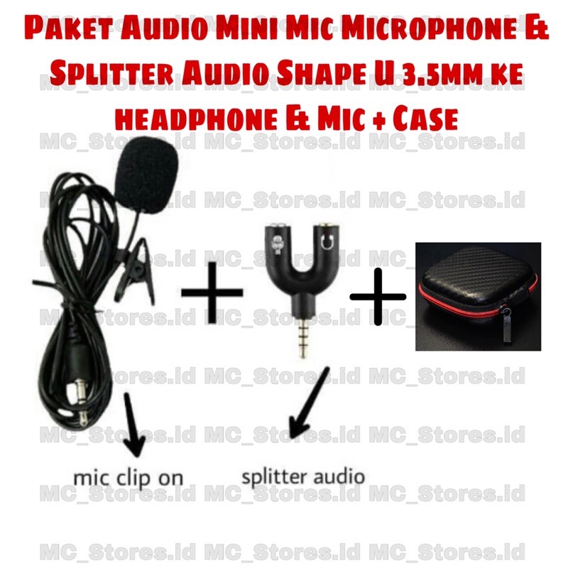 Jual Paket clip on 3.5mm with u shape splitter headphone&mic smule ...