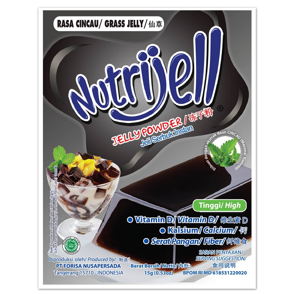 Jual Nutrijell Rasa Cincau 15gr Agar Nutrijel Grass Jelly Powder ...