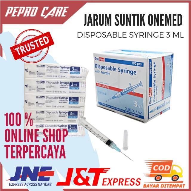 Jual JARUM SUNTIK ONE MED SYRINGE 3cc with needle syringe one med 3 ml ...