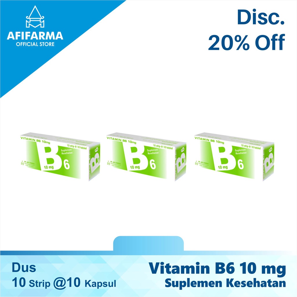 Jual [BUNDLE 3] VITAMIN B6 10mg - Suplemen Otak, Sistem Syaraf, dan ...