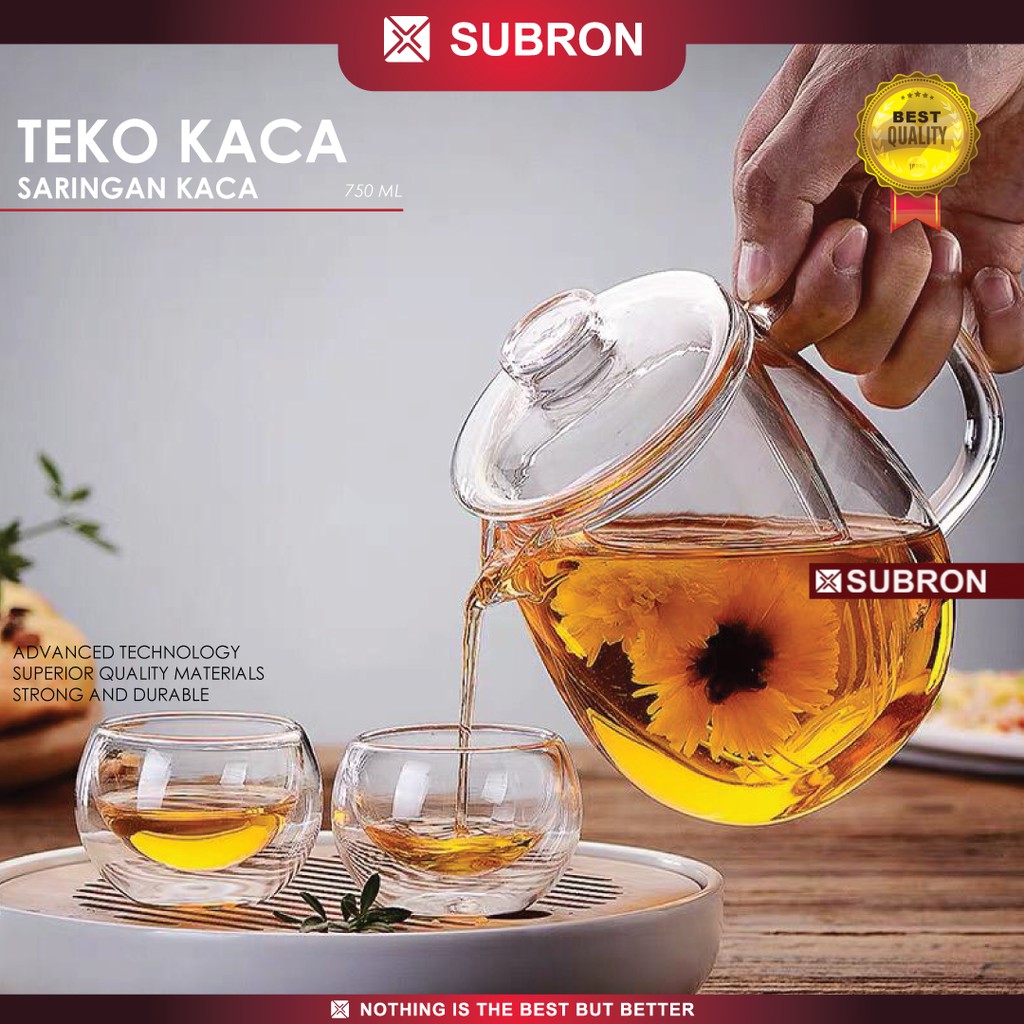 Jual SUBRON Glass Teapot 750ML Teko Teh Kaca Saringan Kaca Boron Tinggi ...