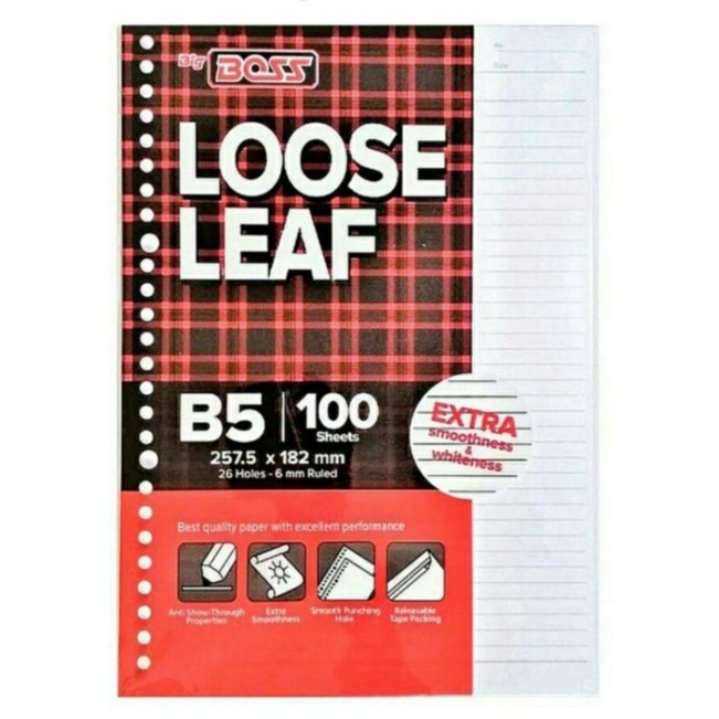 Jual Kertas Binder Bergaris Loose Leaf B5 Big Boss isi 100 Lembar (pak) | Shopee Indonesia