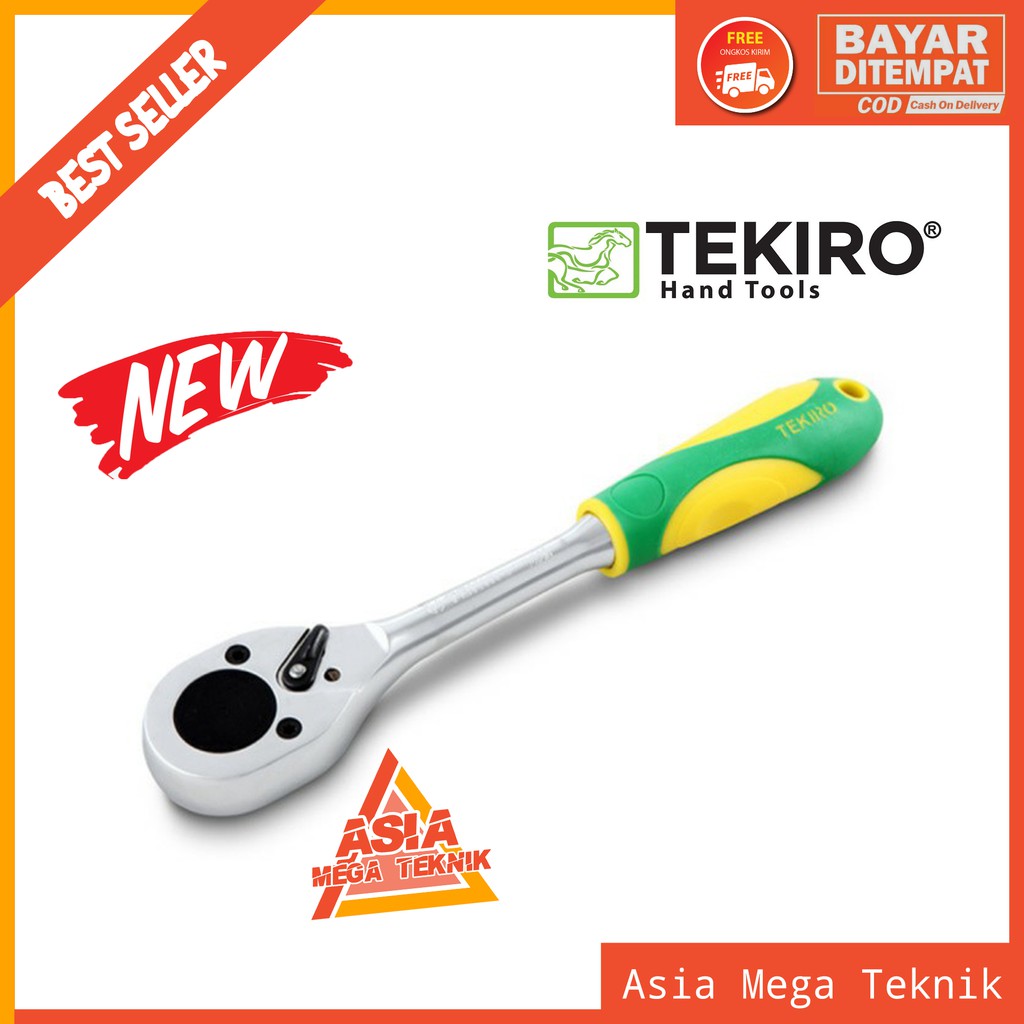 Jual RATCHET HANDLE TEKIRO 1/2 x 10 PEGANGAN GAGANG KARET TPR KUNING ...