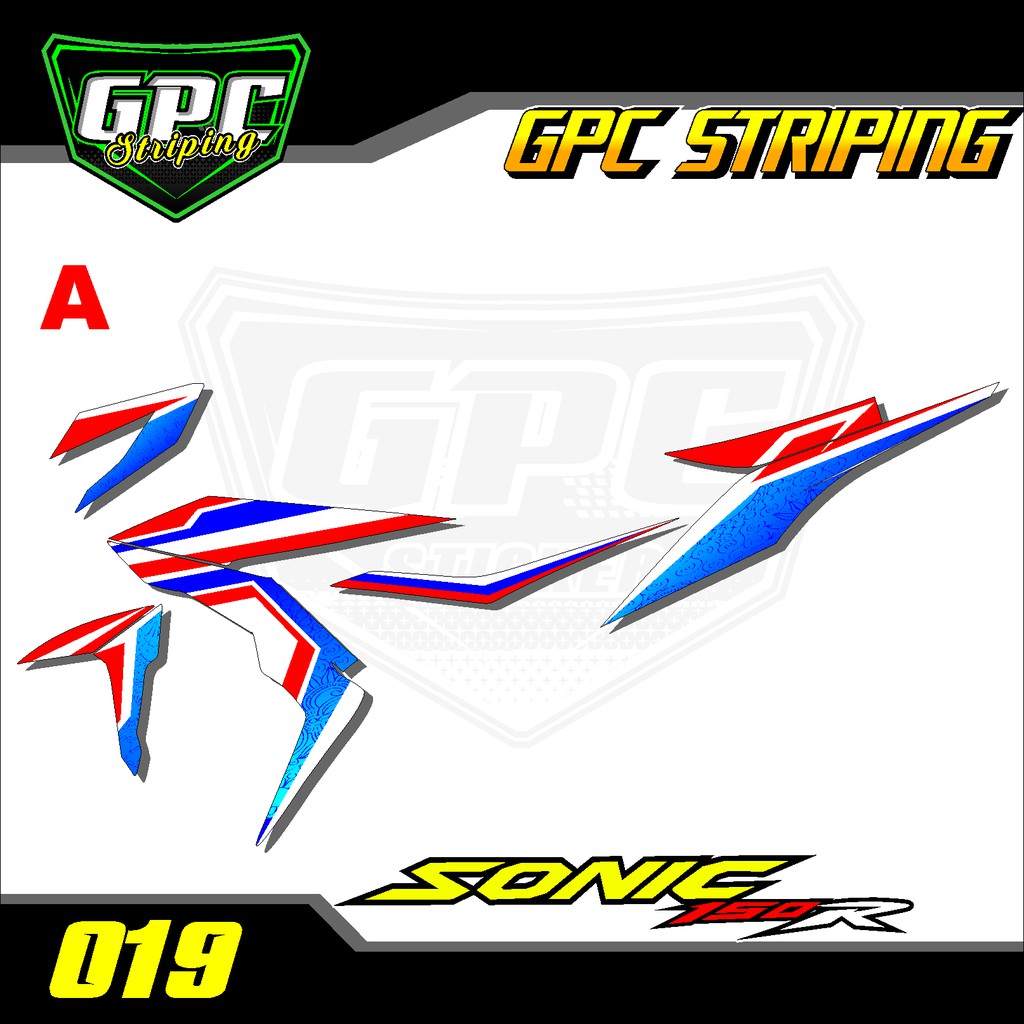 Jual Sticker Striping sonic merah putih hitam -decal Stiker setriping ...