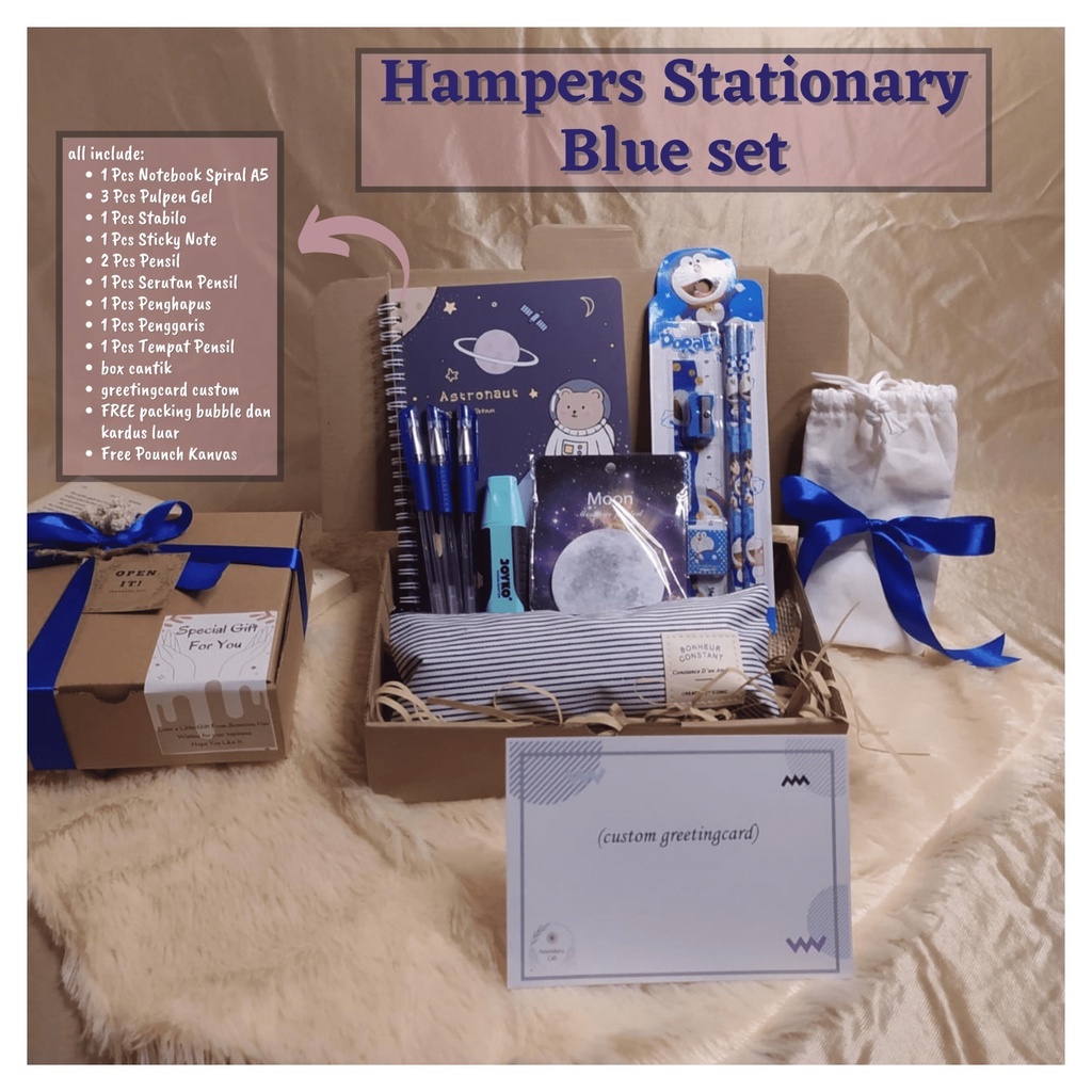 Jual [HAMPERS STATIONARY EDISI BIRU] KADO WISUDA/ KADO ANAK ULANG TAHUN ...