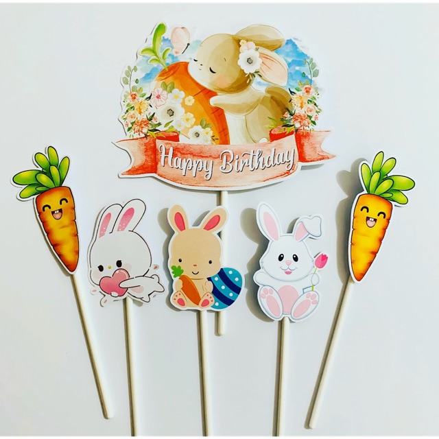 Jual Bunny Cute / Kelinci MINI TOPPER Cake Birthday / Hiasan Kue Ulang ...