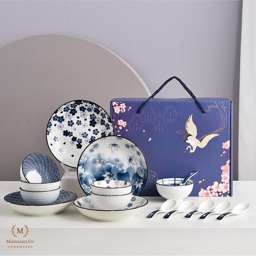 Jual Asagao Japanese Gift Box | Keramik Mangkuk & Piring isi 10 biji ...