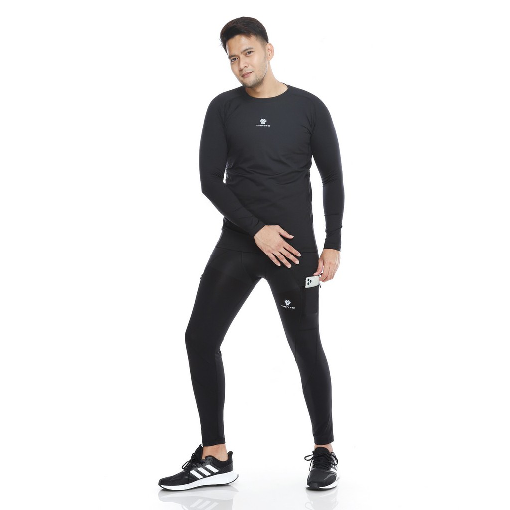 Jual Tiento Baselayer Black Baju Pria Sport Celana Leging Olahraga ...