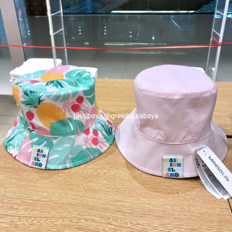 Jual PASSION ISLAND DOUBLE SIDED BUCKET HAT MINISO TOPI MINISO TOPI ...