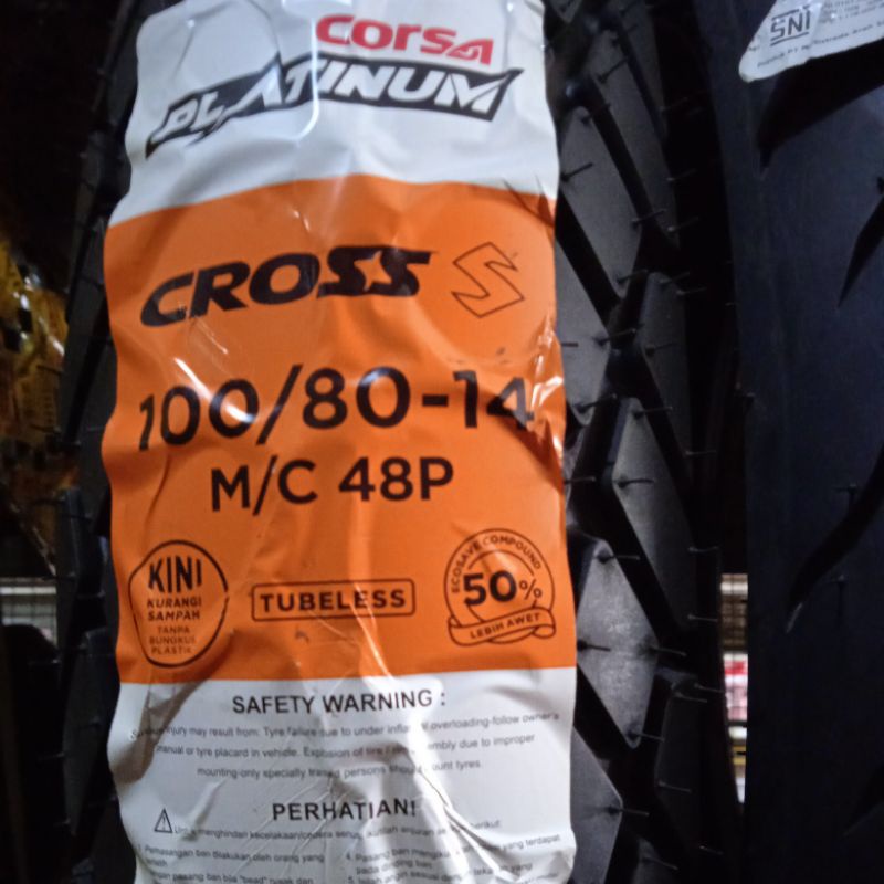 Jual BAN LUAR MOTOR MATIC DUAL PURPOSE CORSA CROSS S UKURAN 100/80-14 ...