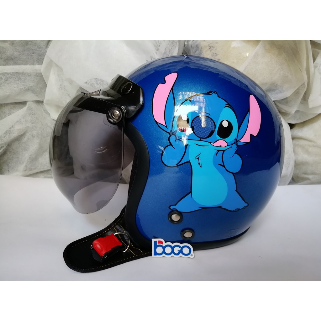 Jual HELM BOGO STICH DEWASA CAT BIRU TUA KACA | Shopee Indonesia